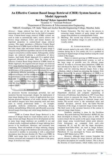 Pdf An Effective Content Based Image Retrieval Cbir System Based On Model Approach