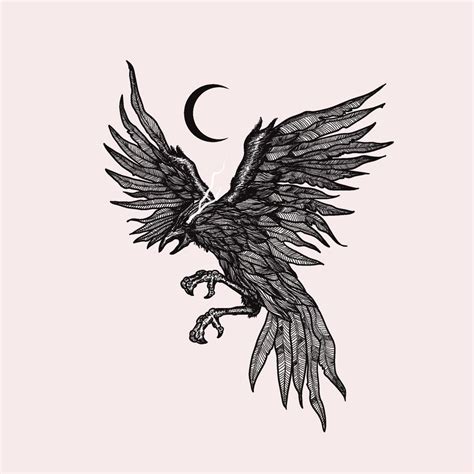 Flying Raven Bird Art