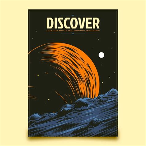 Free Vector Hand Drawn Retro Space Poster Template