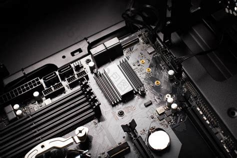 现代科技台式机主板黑色单元关闭和顶部视图图片 包图网企业站