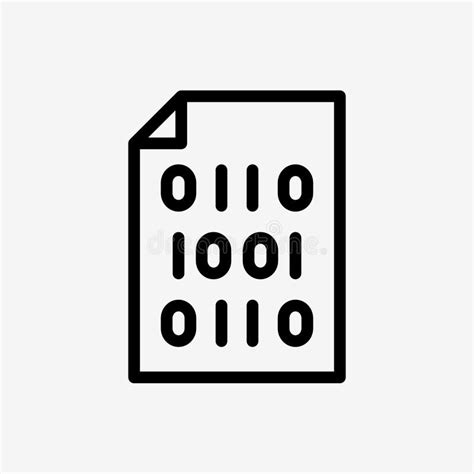 Icon Line Paper File Document With Binary Code Stock Vector