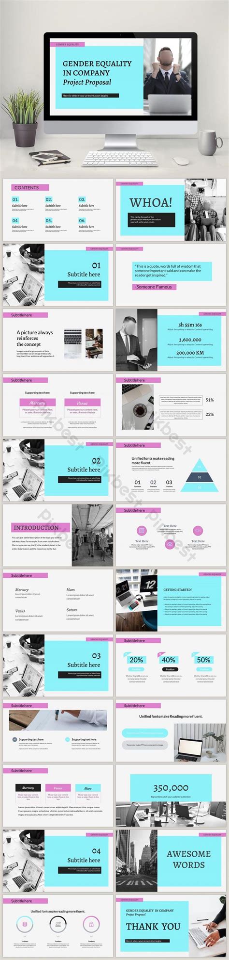 Gender Equality In Company Project Proposal Presentation White PowerPoint PPTX Template Free