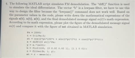 Solved The Following Matlab Script Simulates Fm