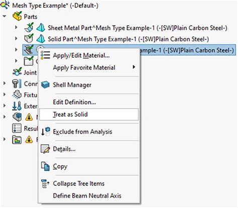 SOLIDWORKS Simulation Mesh Types Solid Vs Shell Vs Beam Sparx Engineering