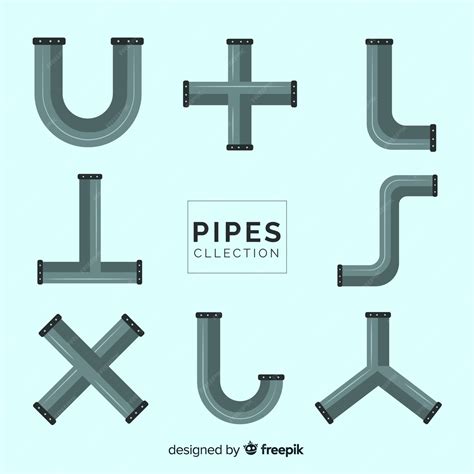 평면 디자인 금속 파이프 라인 세트 무료 벡터