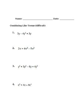 Variables And Combining Like Terms By Cultivating Middle Babe Learners