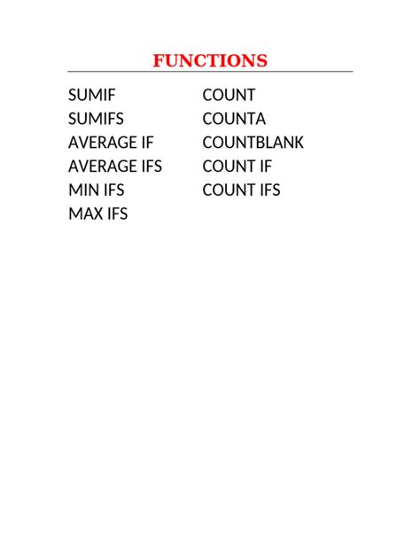 Statistical Functions Pdf Office Work