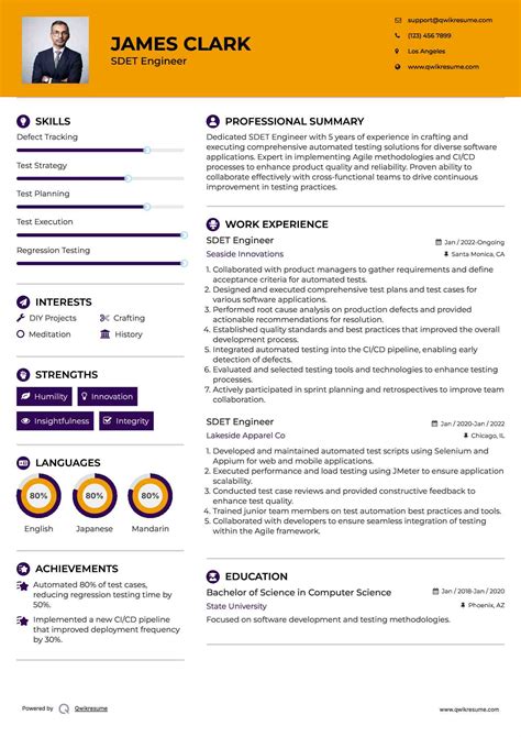 10 sdet engineer resume samples and templates for 2025
