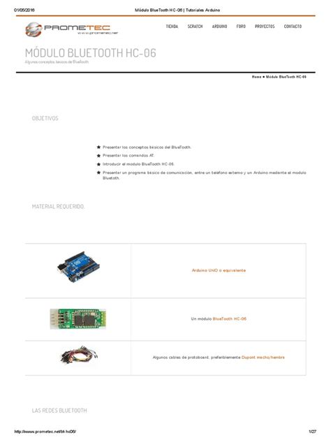 Módulo Bluetooth Hc 06 Tutoriales Arduino1 Pdf Módem Arduino