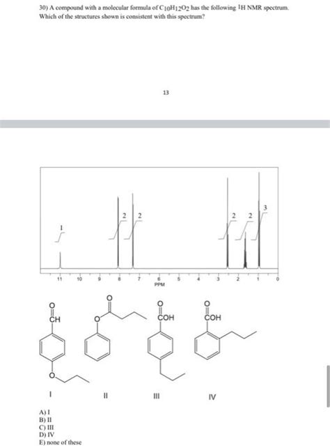Solved 30 A Compound With A Molecular Formula Of C10h12o2