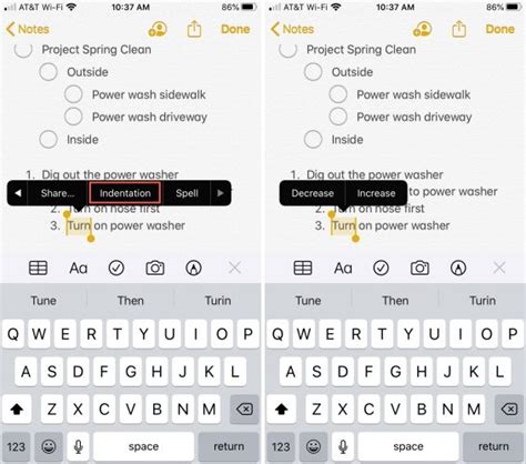 How To Quickly Create Subtasks Or Indent List Items In Notes On Ios