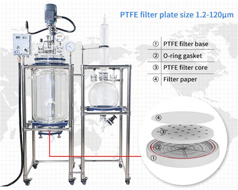 10l 20l 50l 100l Lab Chemical Filter Glass Reactor Crystallization Reactor