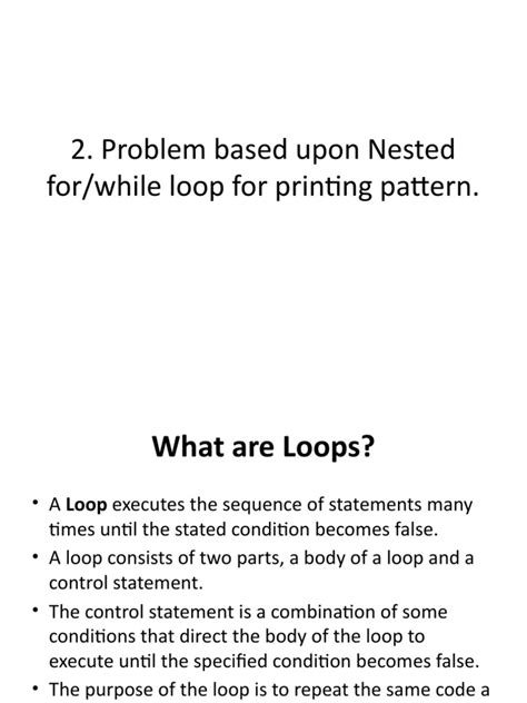 Problem Based Upon Nested Forwhile Loop For Printing Pattern Pdf Control Flow Computer