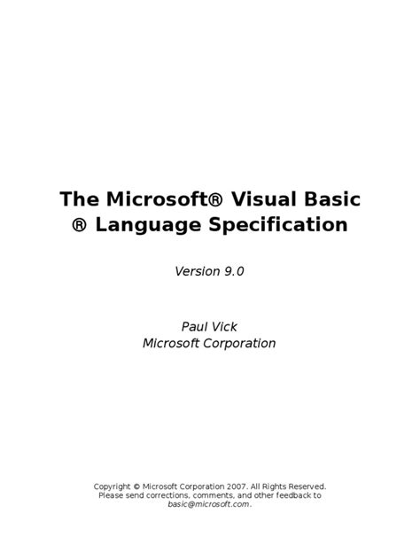 Visual Basic Language Specification 90 Pdf Business