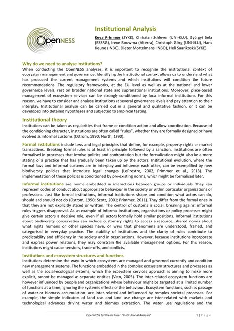 Pdf Institutional Analysis
