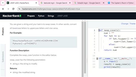 🚀 in my today s challenge in python i solved the problem swap case in… lalitha bhimireddy