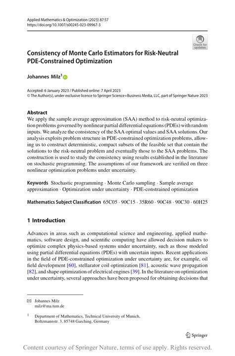 Consistency Of Monte Carlo Estimators For Risk Neutral Pde Constrained