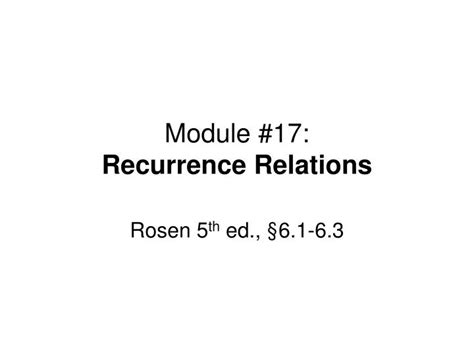 Ppt Module 17 Recurrence Relations Powerpoint Presentation Free