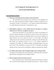 CHM L Lab Technique Post Lab Submission Pdf Lab Technique Spectrophotometer Use