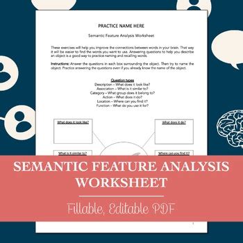 Semantic Feature Analysis Worksheet For Speech Therapy By SpeechTherapyByPro
