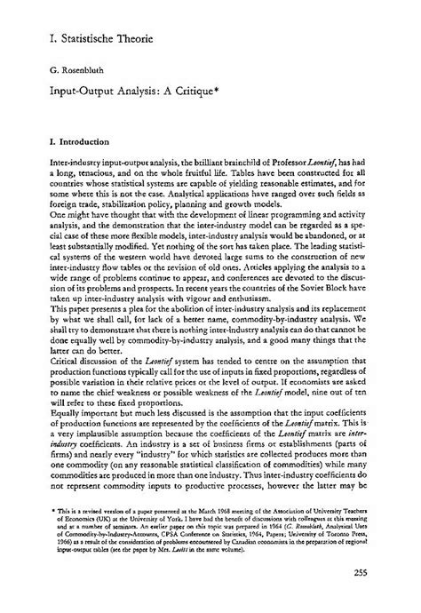 Pdf Input Output Analysis A Critique Dokumentips