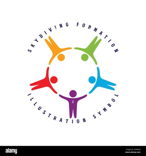 Circle Circular Abstract Human Skydiving Formation Symbol For Club Community Teamwork Unity