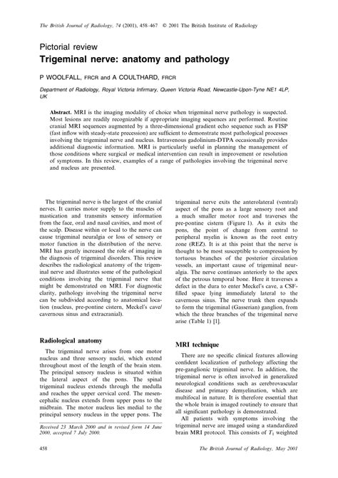 Pdf Trigeminal Nerve Anatomy And Pathology