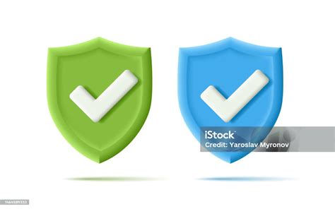 흰색 진드기가있는 파란색과 녹색 방패 보안 계약의 상징 레이아웃 디자인용 3차원 형태에 대한 스톡 벡터 아트 및 기타 이미지 3차원 형태 방패 파란색 Istock