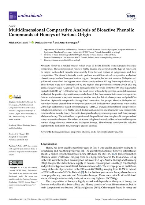 Pdf Multidimensional Comparative Analysis Of Bioactive Phenolic
