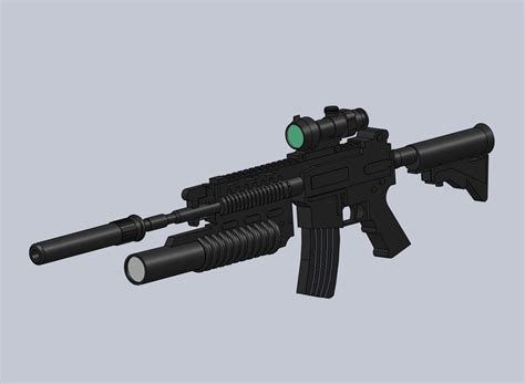 M4a1卡宾枪武器枪械模型solidworks 2014模型图纸下载 懒石网