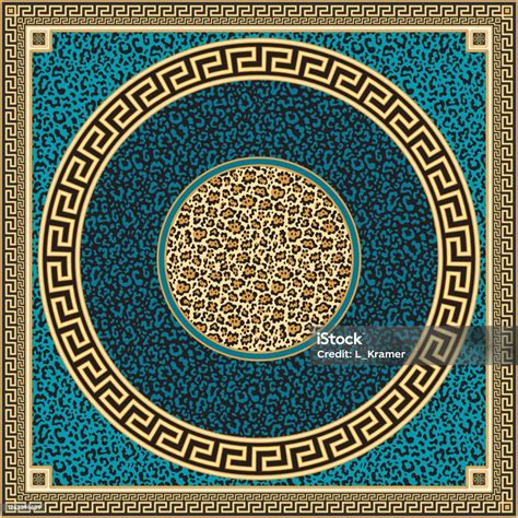 블랙 청록색 레오파드 피부 배경에 벡터 카펫 프린트 골드 체인 케이블 그리스 구불구불한 파도에서 유행 패턴 스카프 목도리 브러쉬 팔레트에 7 가지 패턴 브러시 개인 장식품에