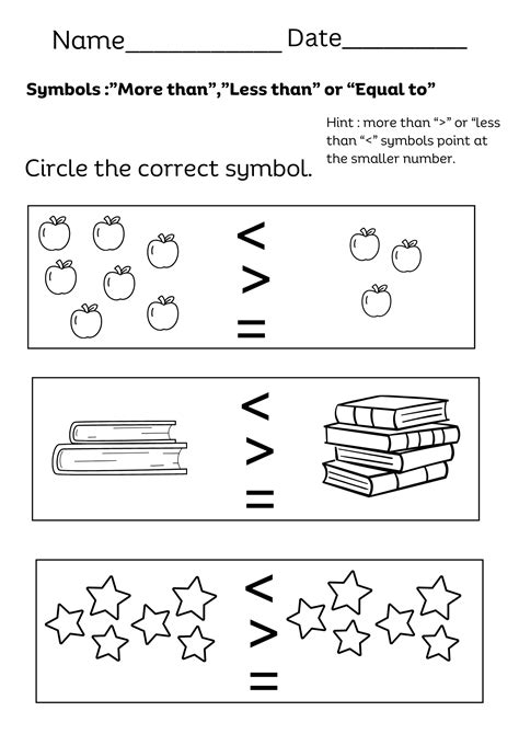 More Or Less Worksheets For Kindergarten 17 Pages Worksheets Library