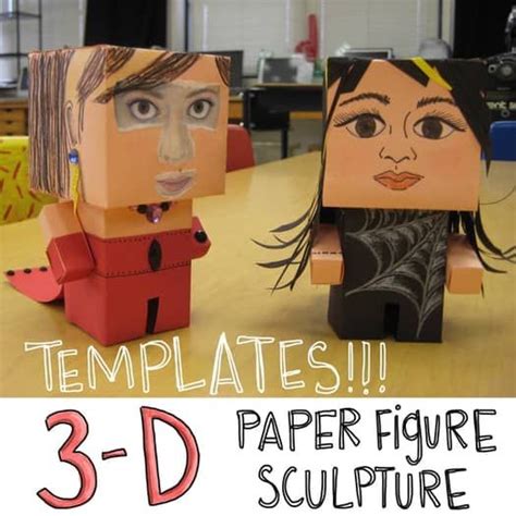 Cube Figure Paper Sculpture Templates School Art Projects Middle