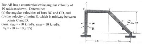 Bar AB Has A Counterclockwise Angular Velocity Of Chegg