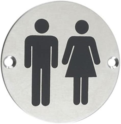 ZSS SS Unisex Toilet Sign Sex Symbol Mm Dia Satin Stainless Steel From The Door Handle Store