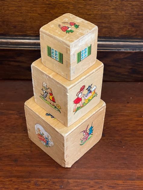 Mid Century Wooden Nested Nursery Blocks Set Anima Gem