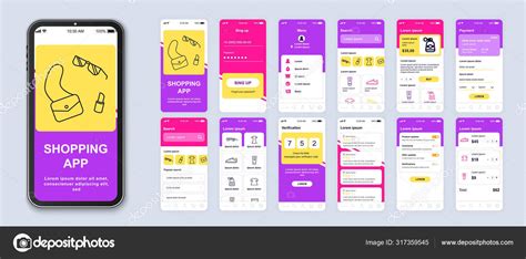 Shopping App Smartphone Interface Vector Templates Set Online Clothes