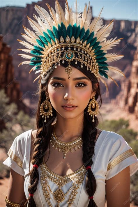 Premium Ai Image Beautiful Sexy Native American Woman In Traditional