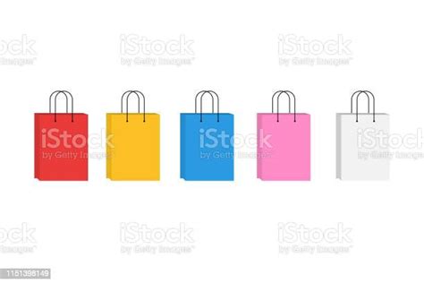 화이트에 고립 된 다채로운 빈 쇼핑백 세트 벡터 일러스트 개념에 대한 스톡 벡터 아트 및 기타 이미지 개념 개념과 주제