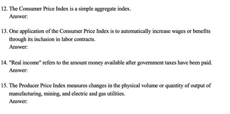 Solved 12 The Consumer Price Index Is A Simple Aggregate
