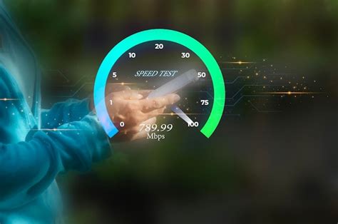 Premium Photo Fast Internet Connection Speedtest Network Bandwidth Technology Man Using High