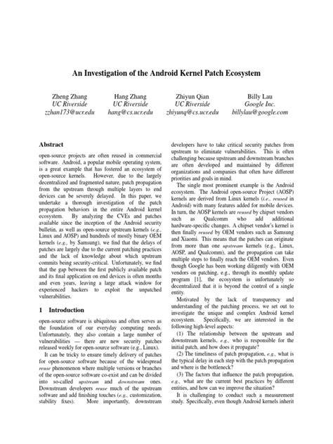 Android Kernel Patch Delays Pdf Android Operating System Compiler