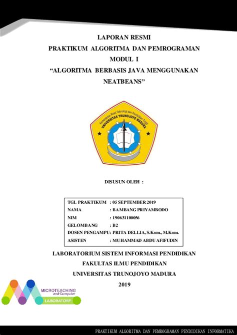 Pdf Laporan Resmi Praktikum Algoritma Dan Pemrograman Modul I Algoritma Berbasis Java