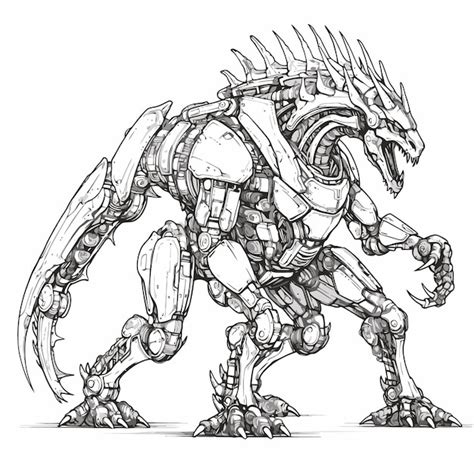 Premium Vector Fighter Dragon Robot Sketch