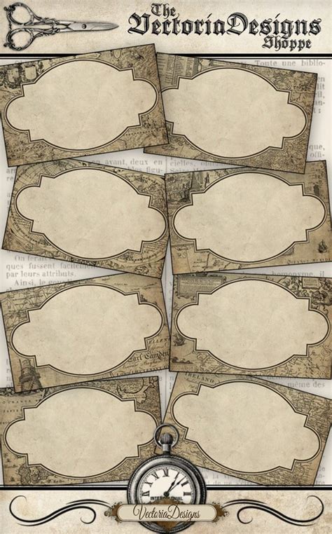 Printable Blank Labels Ancient Map Add Text Vintage Map Grunge Etsy