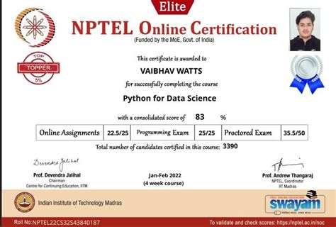 Vaibhav Watts On Linkedin Datascience Python Nptel Iitmadras