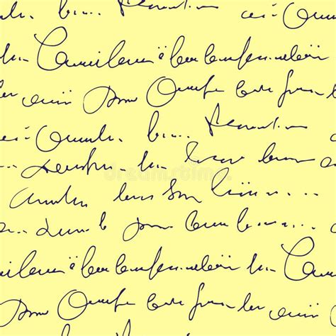 Handwritten Abstract Text Vector Seamless Pattern Monochrome Script Stock Vector Illustration