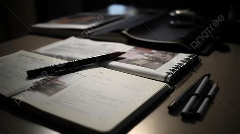 책상 위의 공책과 펜 바인더와 볼펜 고화질 사진 사진 검은색 배경 일러스트 및 사진 무료 다운로드 Pngtree