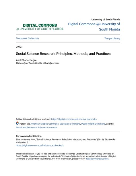 Social Science Research Principles Methods And Practices University Of South Floridauniversity