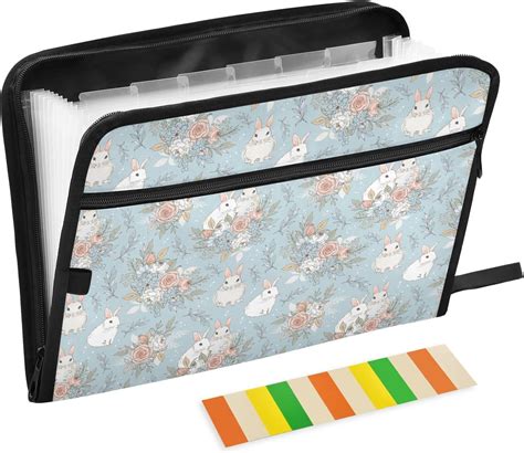 Flowers Rabbits Expanding File Folder For Documents A4 Letter Size Accordion File Organizer With